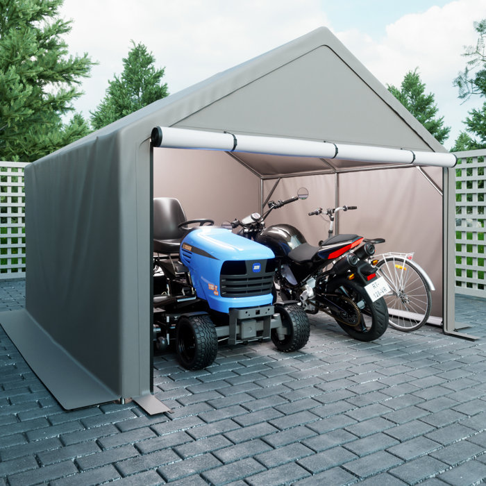 LZBEITEM 10 Ft. W x 10 Ft. D Portable Storage Shed Bike Shed Motorcycle Garage & Reviews | Wayfair
